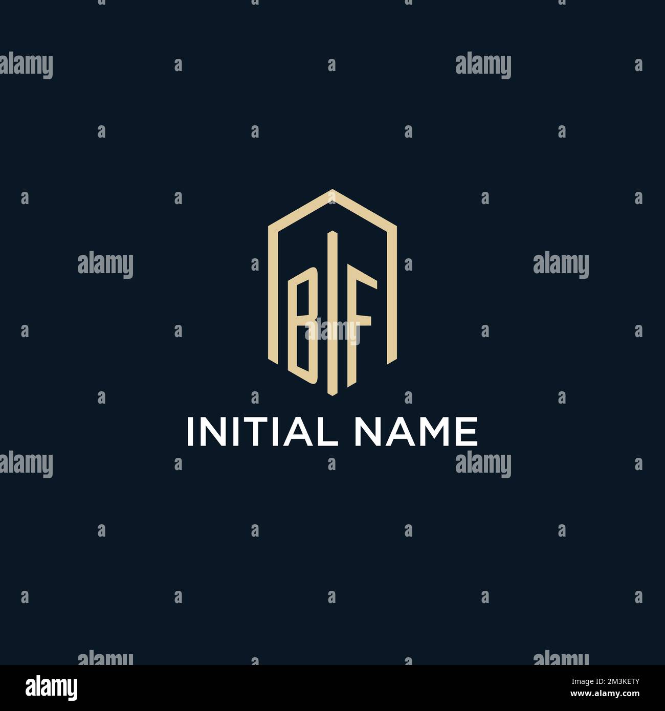 BF initial monogram logo with hexagonal shape style, real estate logo ...