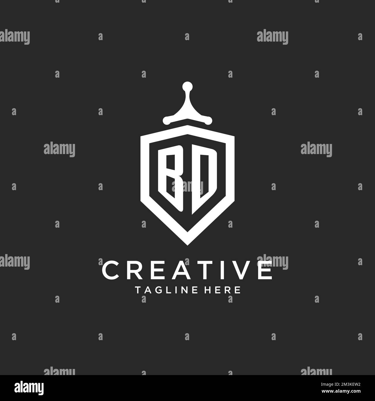 BD monogram logo initial with shield guard shape design ideas Stock ...
