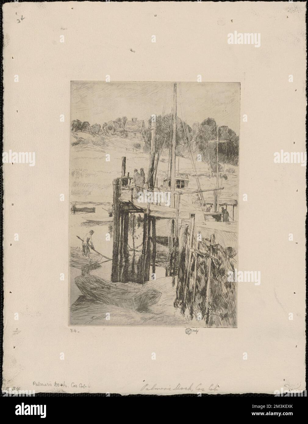 Palmer's dock, Cos Cob , Piers & wharves, Boats. Childe Hassam (1859 ...