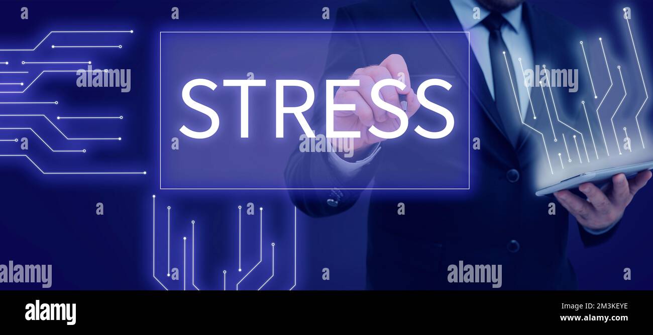 Text showing inspiration Stress, Internet Concept a physical chemical ...