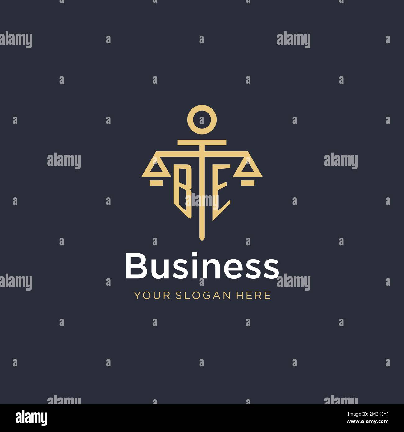BE initial monogram logo with scale and pillar style design ideas Stock ...