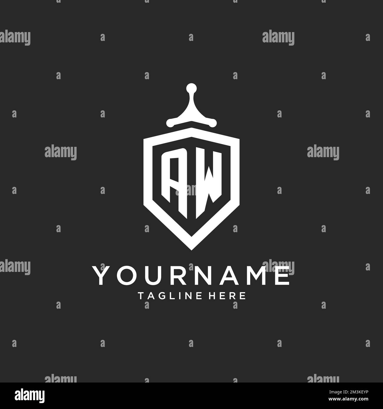 AW monogram logo initial with shield guard shape design ideas Stock ...