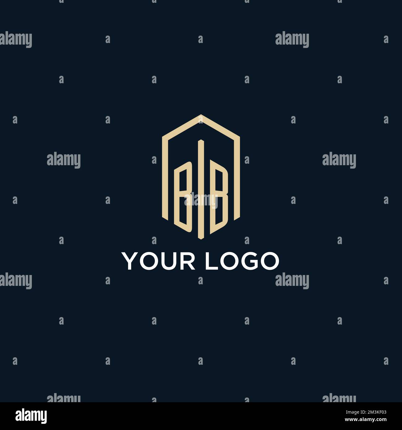 BB initial monogram logo with hexagonal shape style, real estate logo ...