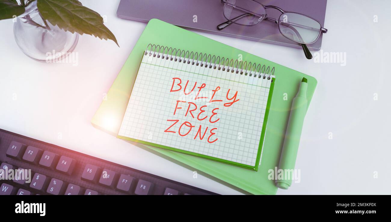 Conceptual caption Bully Free Zone, Business overview Be respectful to ... Conceptual caption Bully Free Zone, Business overview Be respectful to ...
