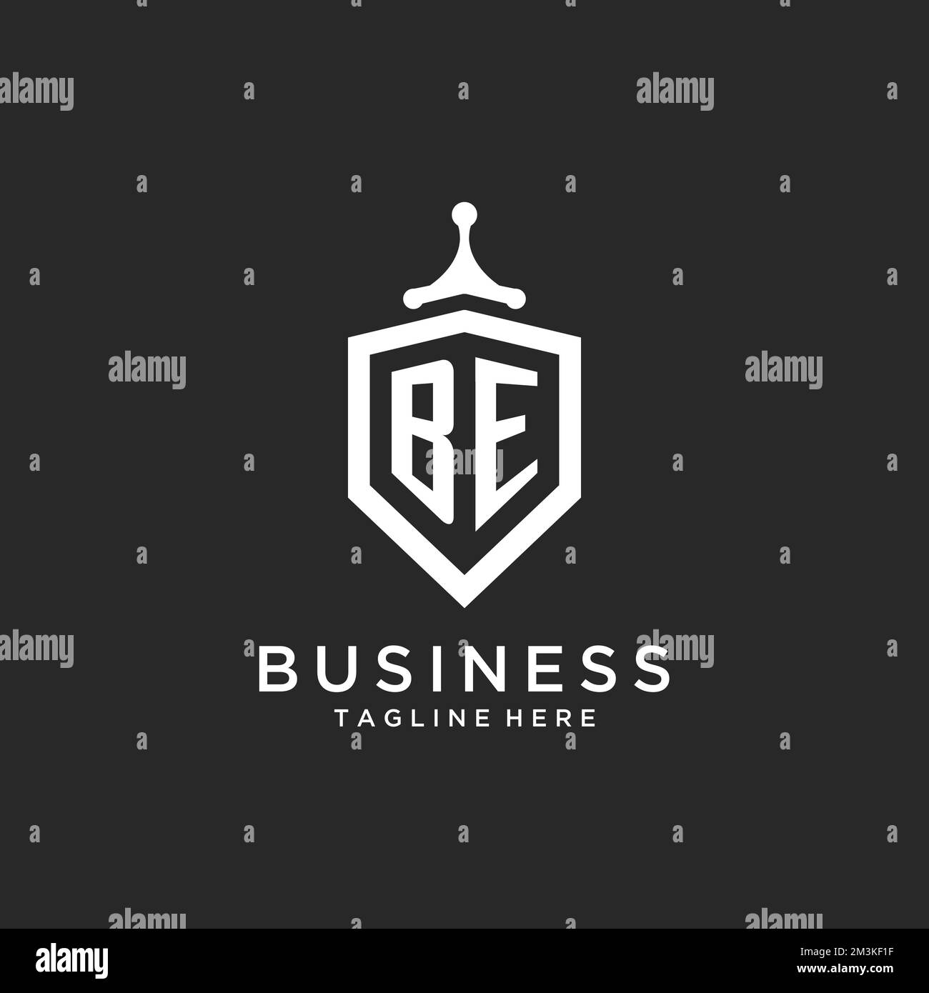 BE monogram logo initial with shield guard shape design ideas Stock ...