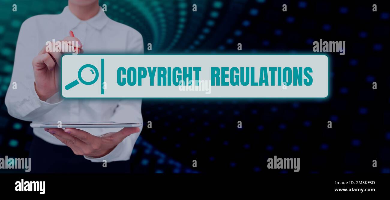 Conceptual caption Copyright Regulations. Business overview body of law ...