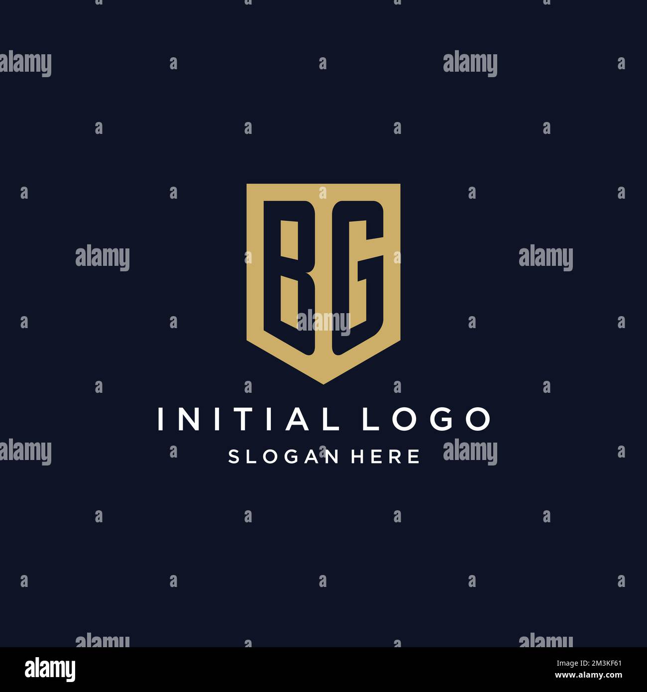 BG monogram initials logo design with shield icon template Stock Vector ...