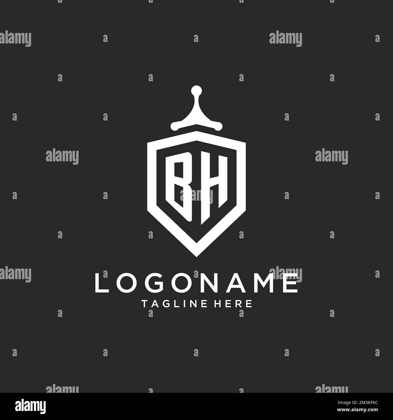 BH monogram logo initial with shield guard shape design ideas Stock ...