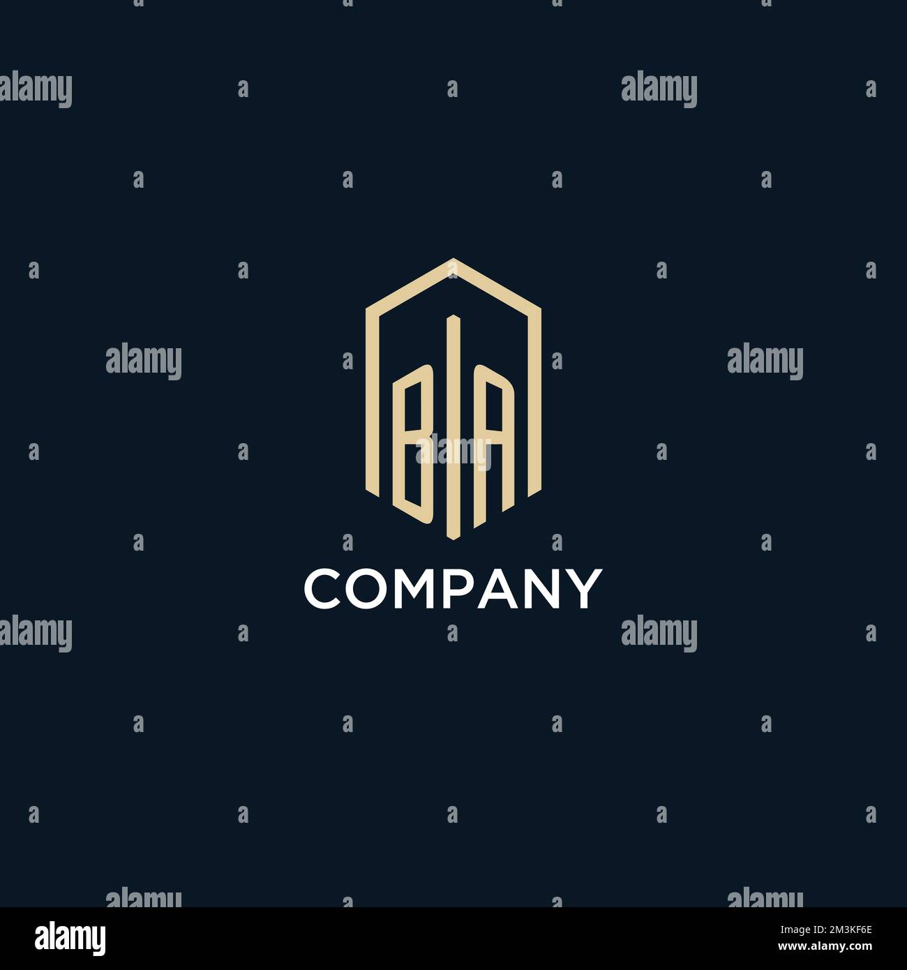 BA initial monogram logo with hexagonal shape style, real estate logo ...