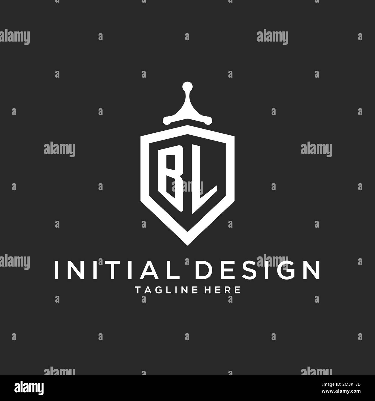 BL monogram logo initial with shield guard shape design ideas Stock ...