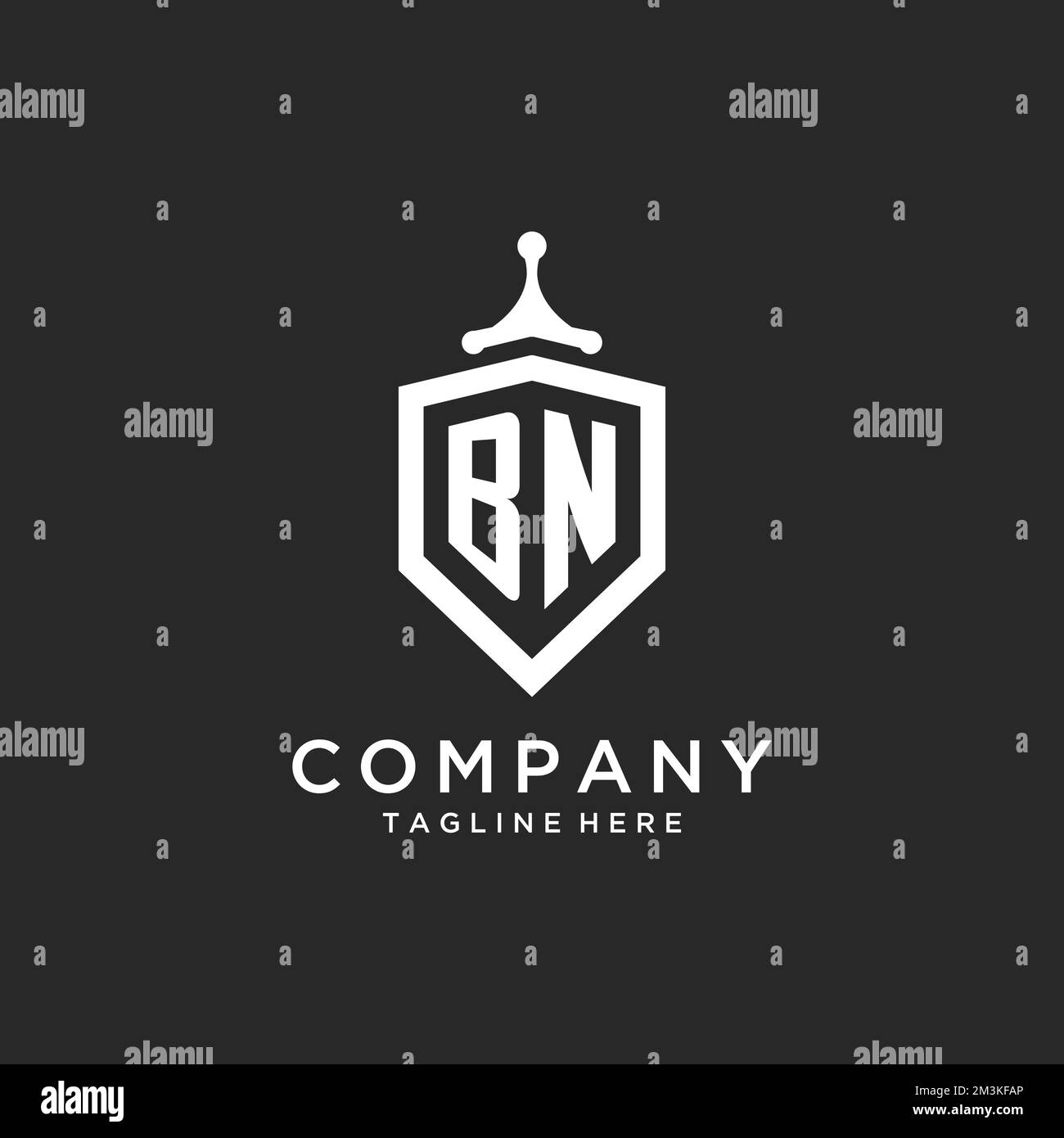 BN monogram logo initial with shield guard shape design ideas Stock ...