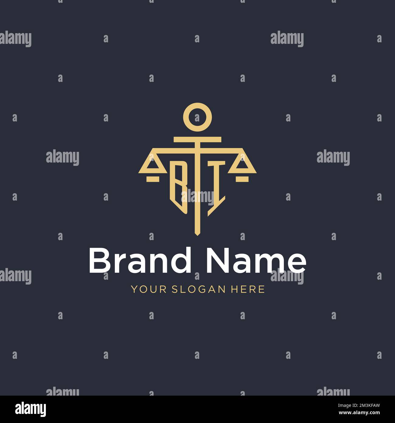 BI initial monogram logo with scale and pillar style design ideas Stock ...