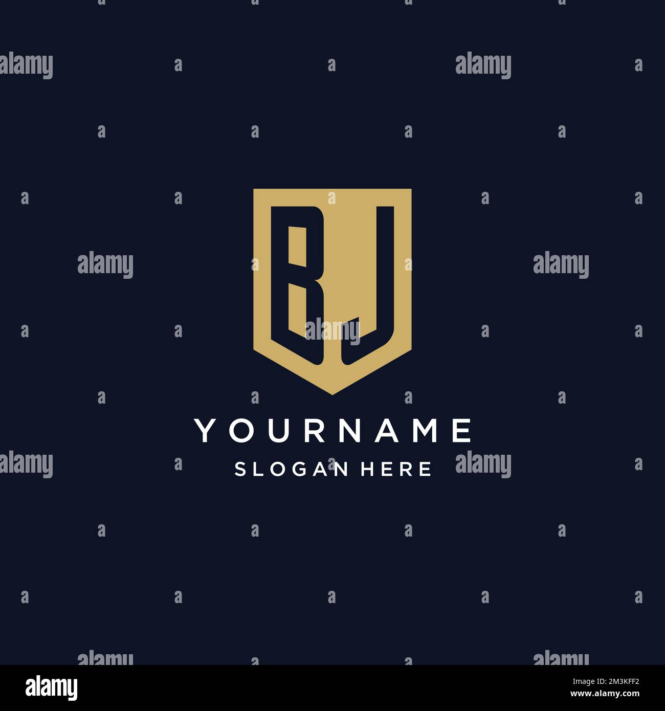 BJ monogram initials logo design with shield icon template Stock Vector ...