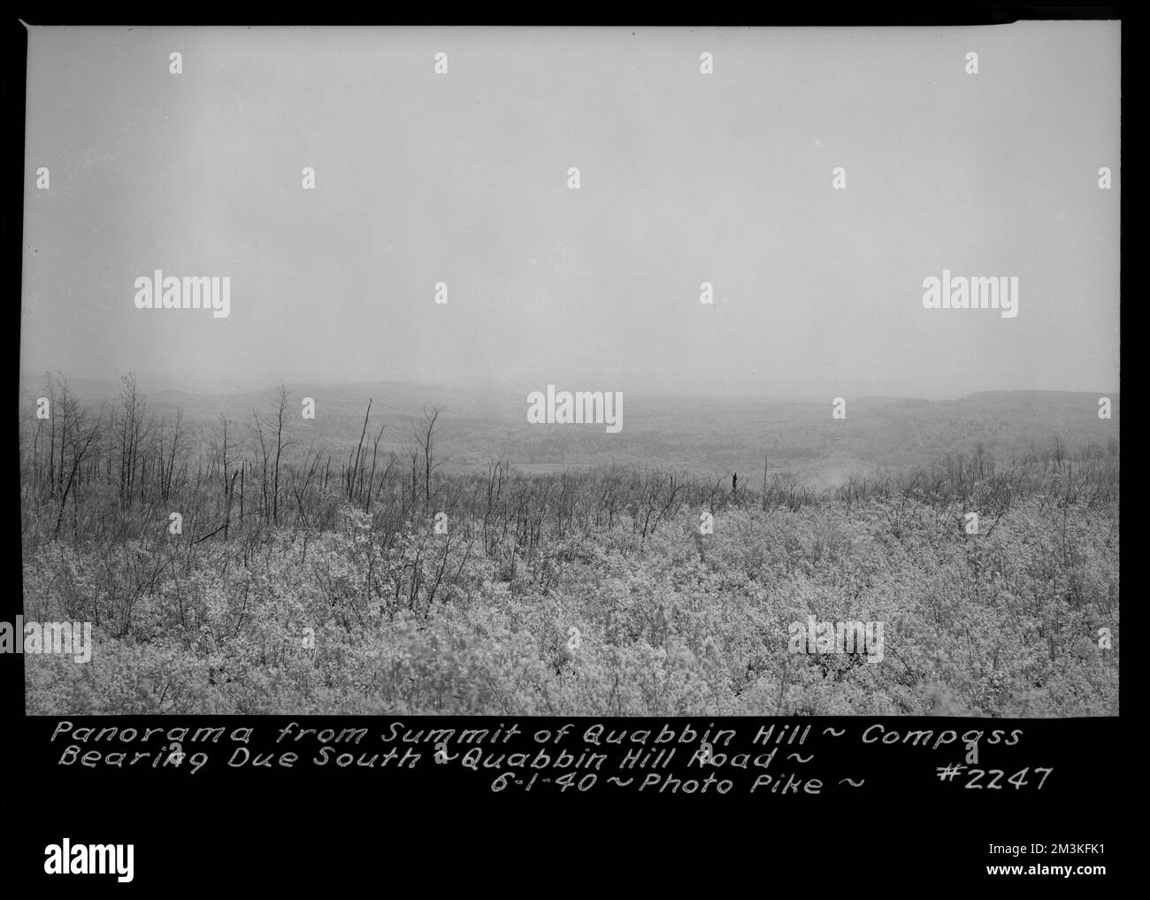 Panorama from summit of Quabbin Hill, compass bearing due south ...