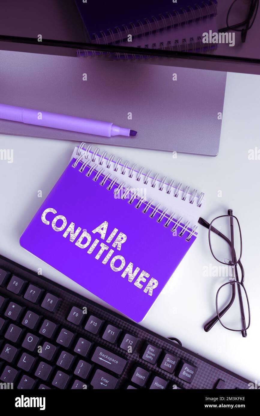 Writing displaying text Air Conditioner, Business showcase apparatus ...