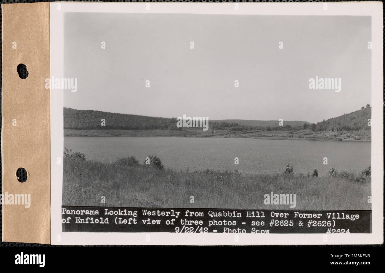 Panorama looking westerly from Quabbin Hill over former village of ...