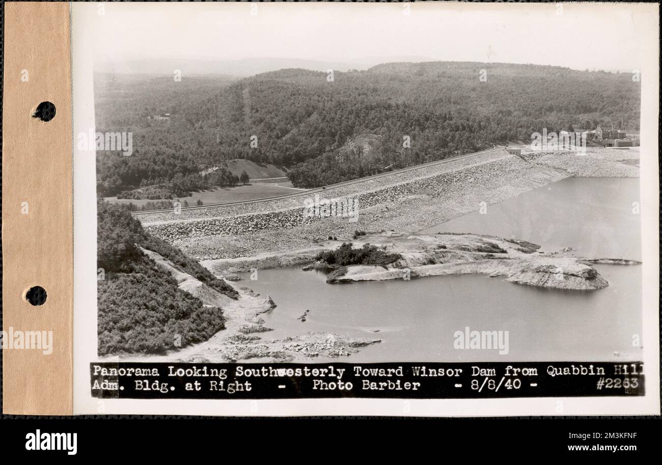 Panorama looking southwesterly toward Winsor Dam from Quabbin Hill ...
