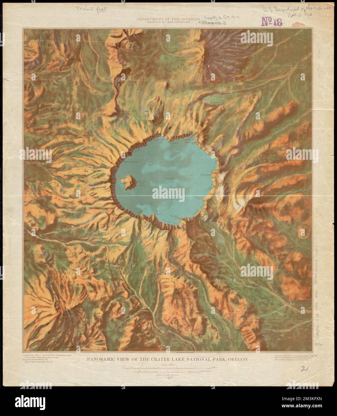 Panoramic view of the Crater Lake National Park, Oregon , Crater Lake ...