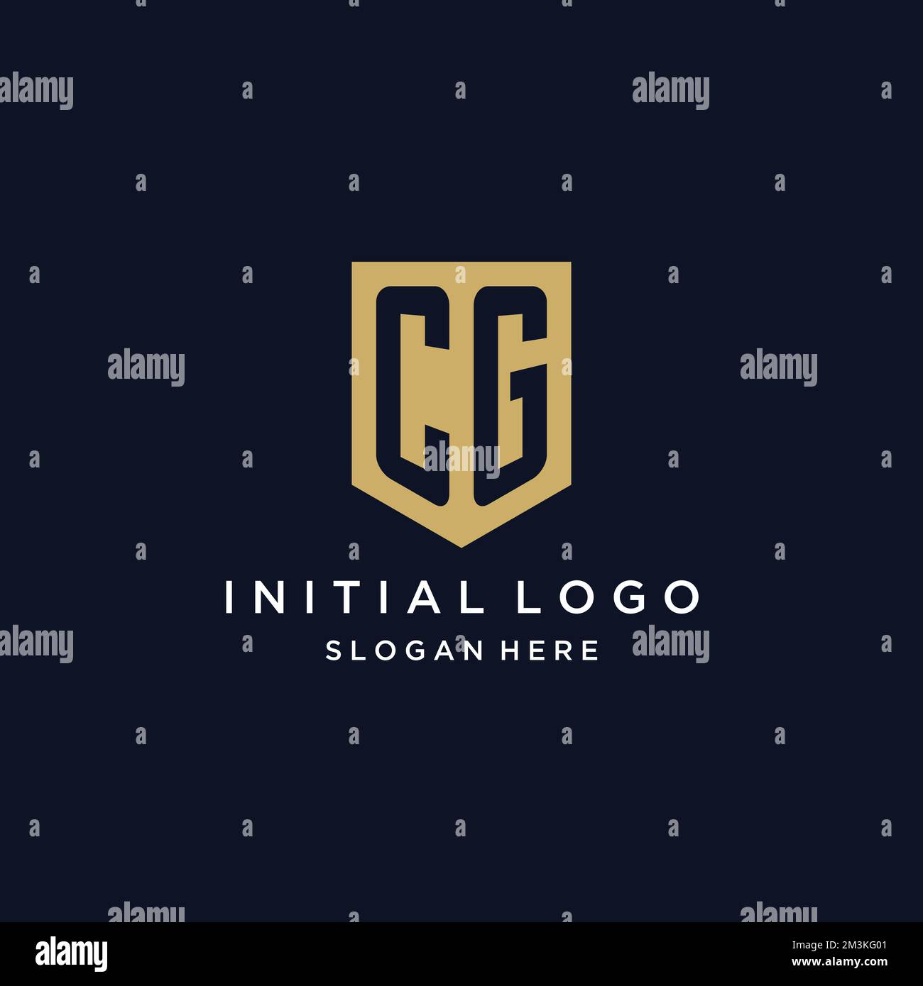 Cg Monogram Initials Logo Design With Shield Icon Template Stock Vector
