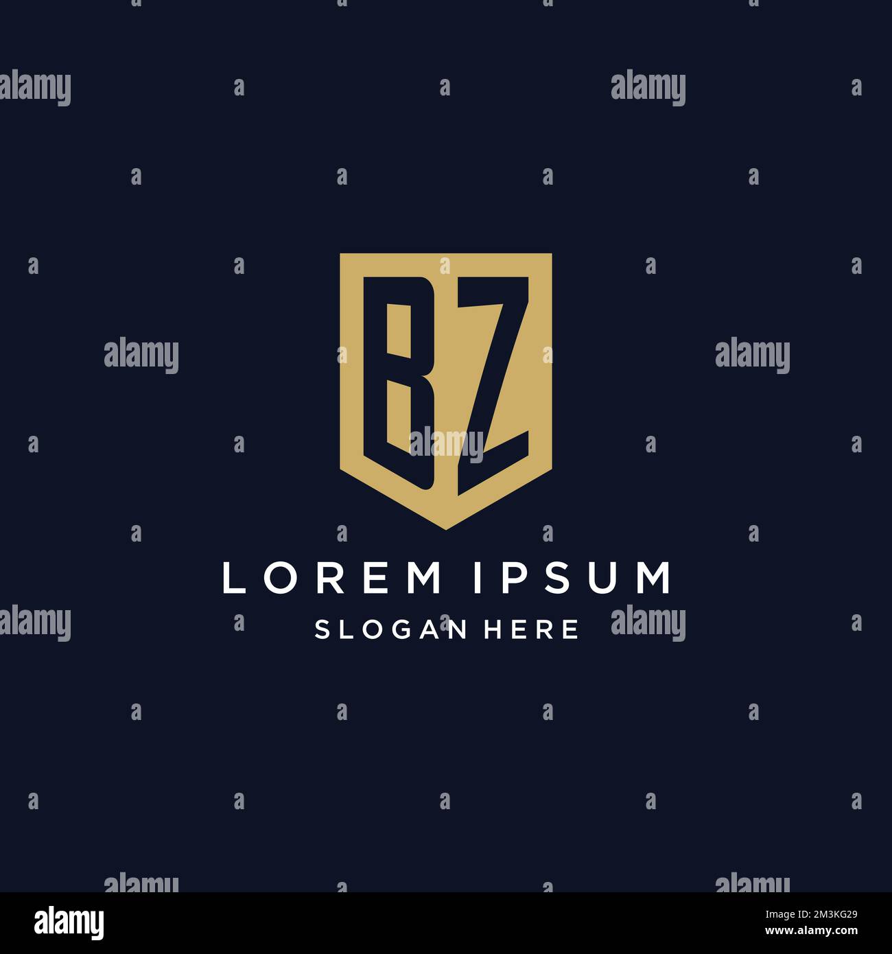 BZ monogram initials logo design with shield icon template Stock Vector ...