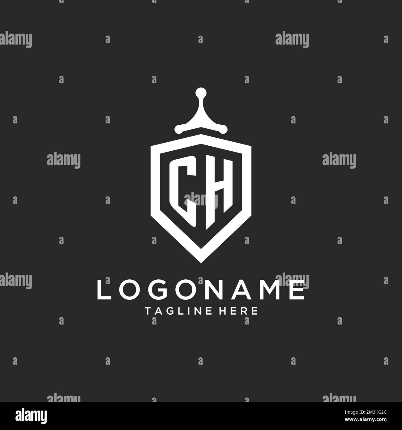 CH monogram logo initial with shield guard shape design ideas Stock ...