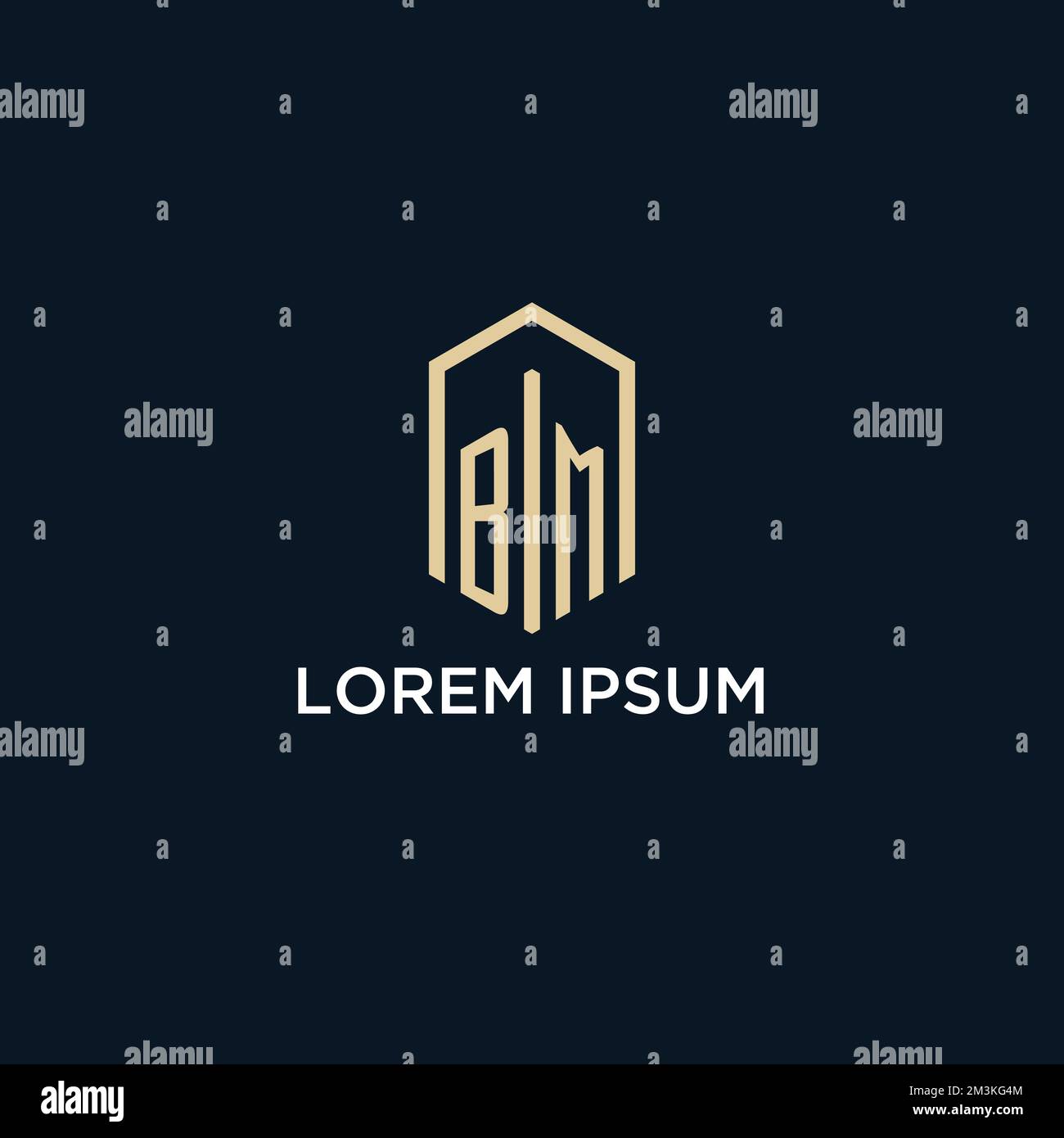 BM initial monogram logo with hexagonal shape style, real estate logo design ideas inspiration ...