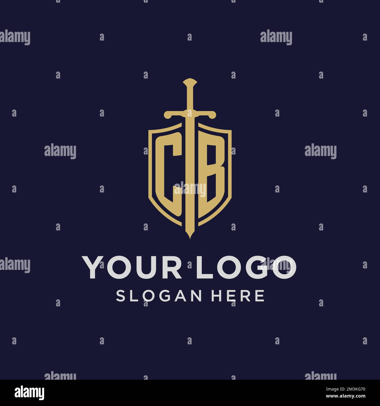 CB logo initial monogram with shield and sword design ideas Stock ...