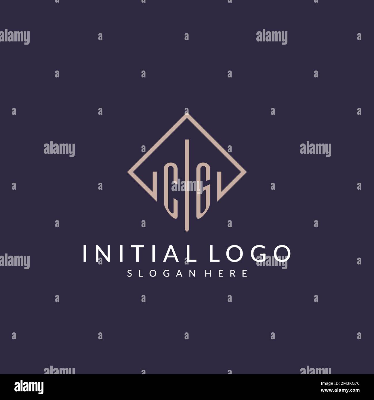 CG initial monogram logo with rectangle style design ideas Stock Vector ...