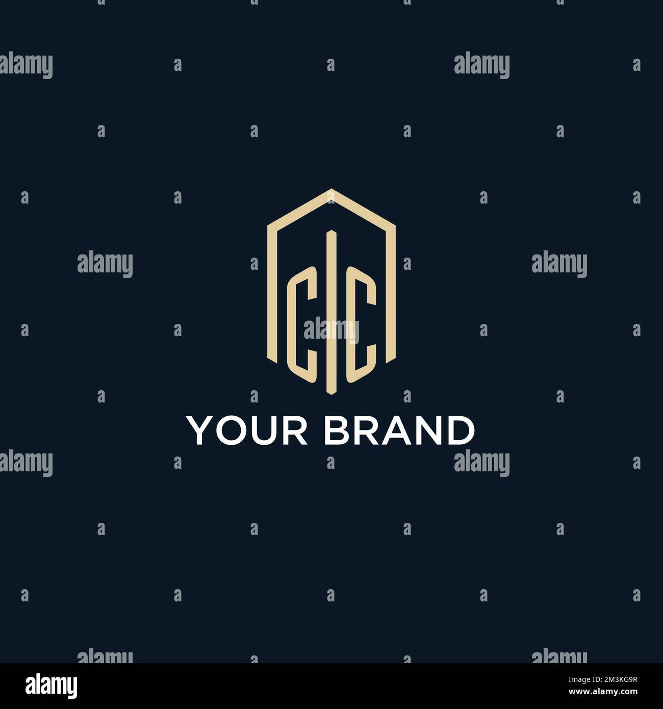 CC initial monogram logo with hexagonal shape style, real estate logo ...