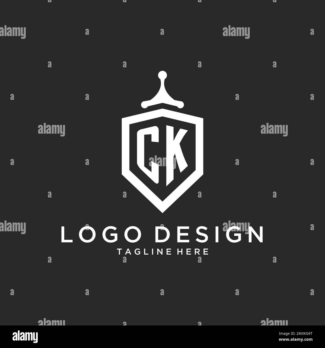 CK monogram logo initial with shield guard shape design ideas Stock ...