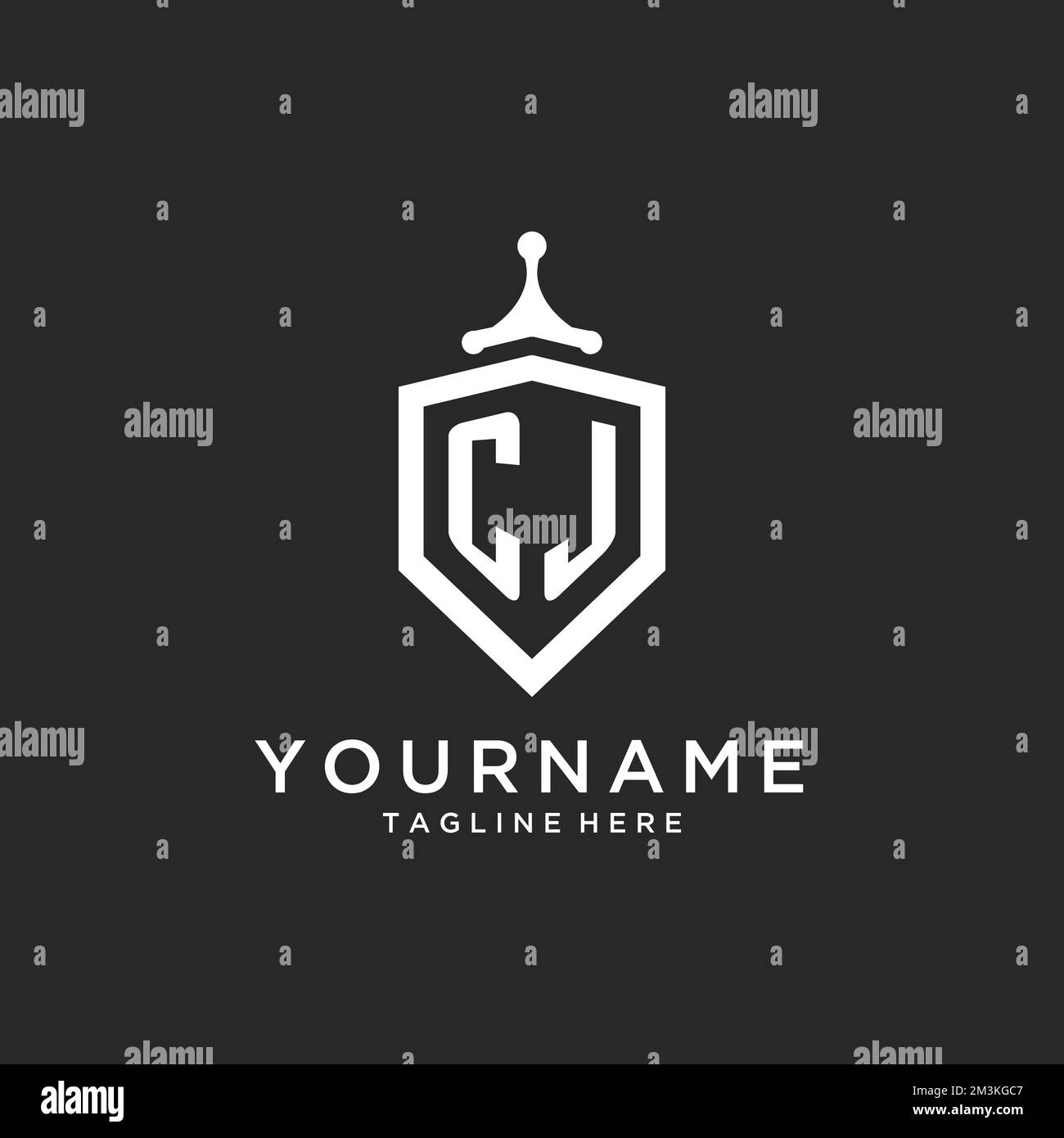 CJ monogram logo initial with shield guard shape design ideas Stock ...