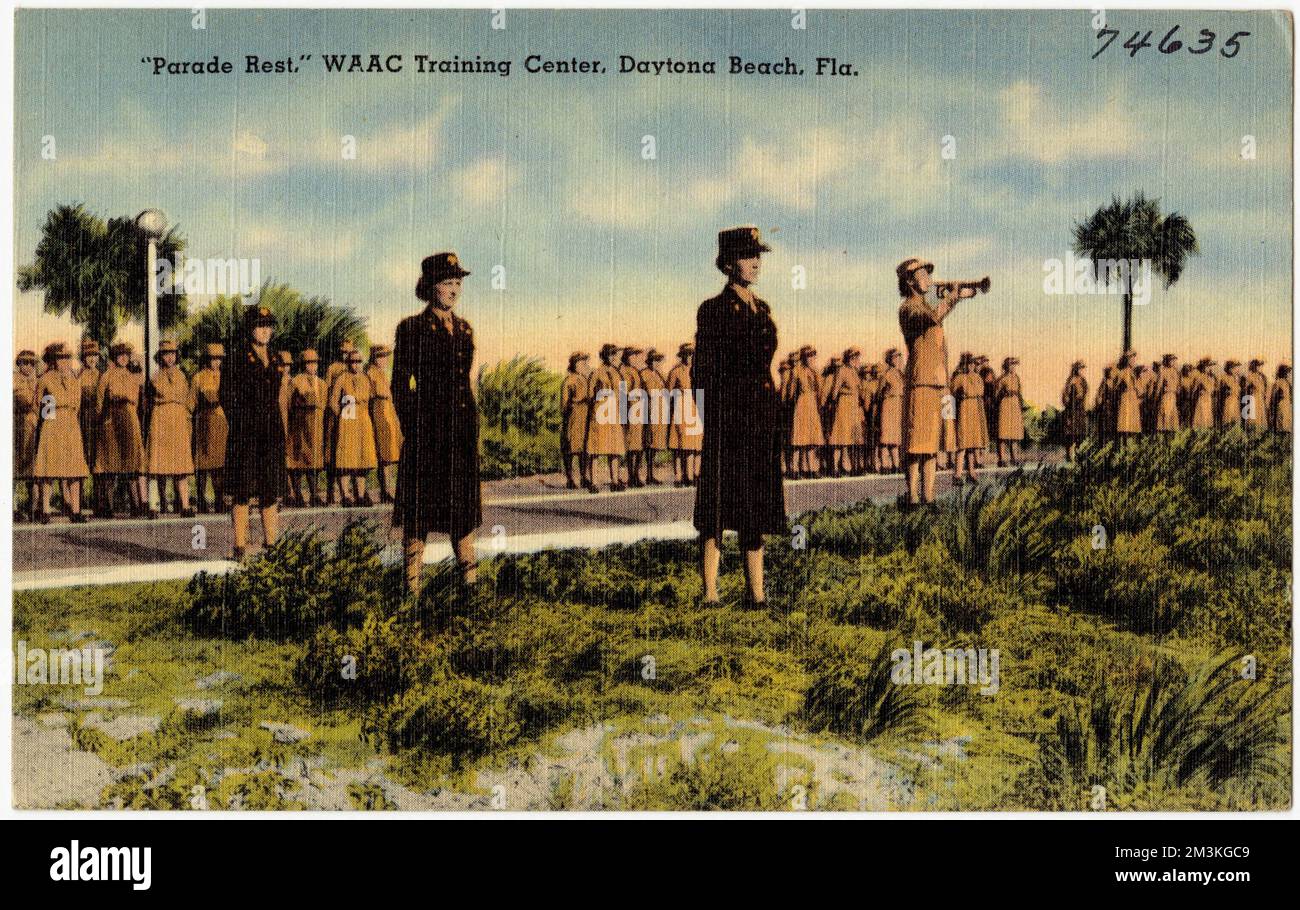 'Parade Rest,' WAAC training center, Daytona Beach, Florida , Military ...