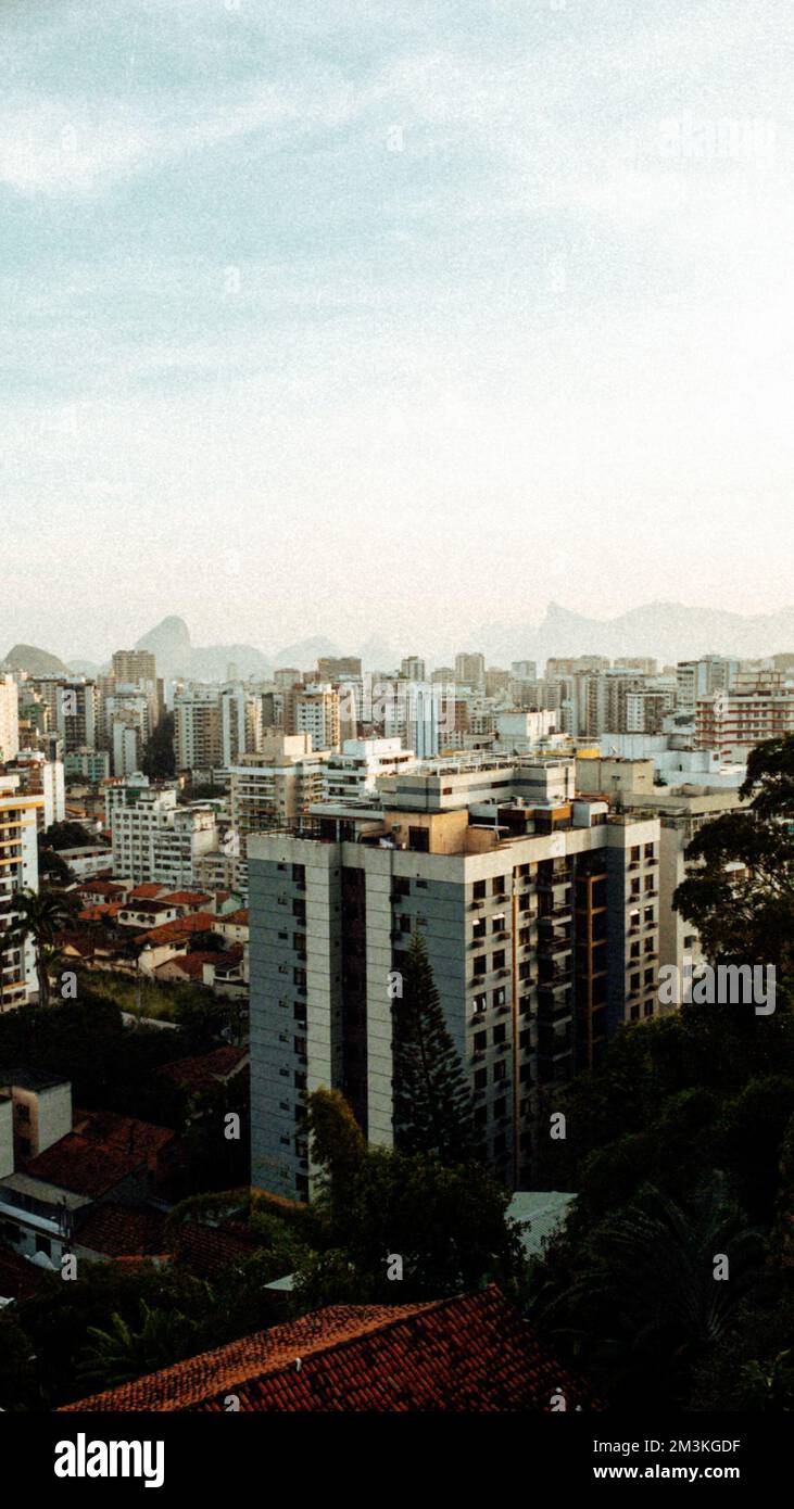 An outdoor view of buildings in the city of Rio de Janeiro in Brazil ...