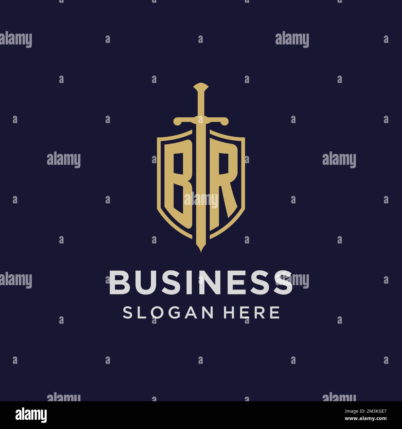 BR logo initial monogram with shield and sword design ideas Stock ...