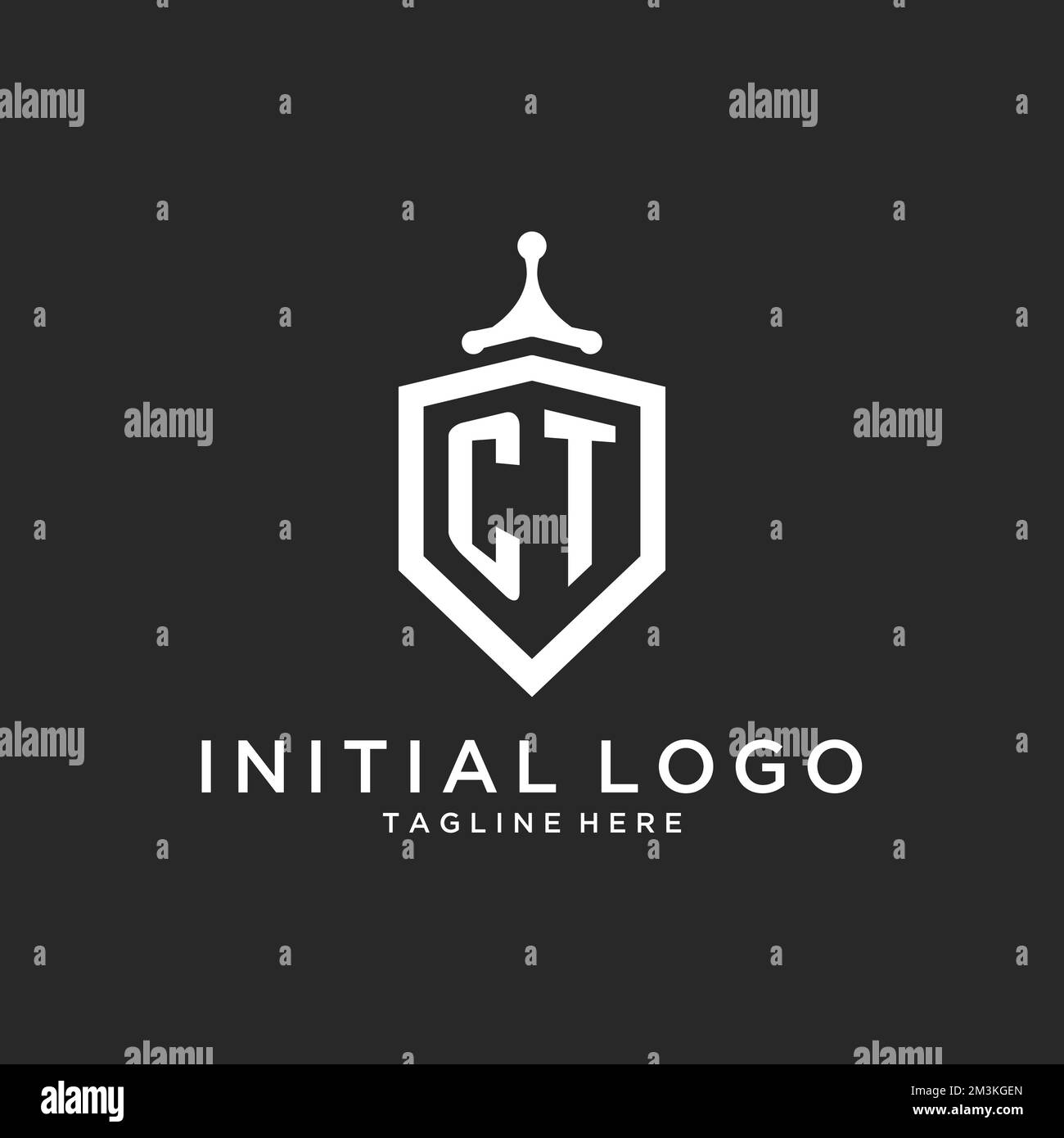CT monogram logo initial with shield guard shape design ideas Stock ...