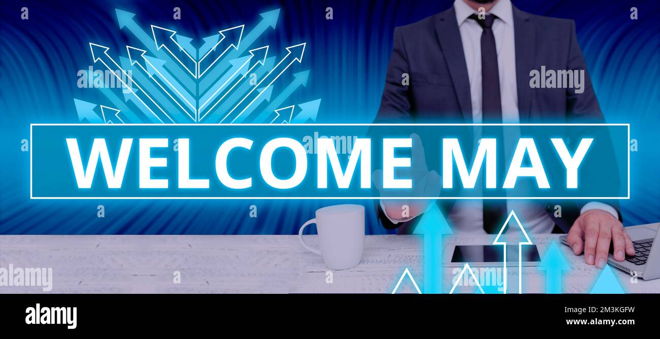 Text sign showing Welcome May. Word Written on Calendar Sixth Month ...
