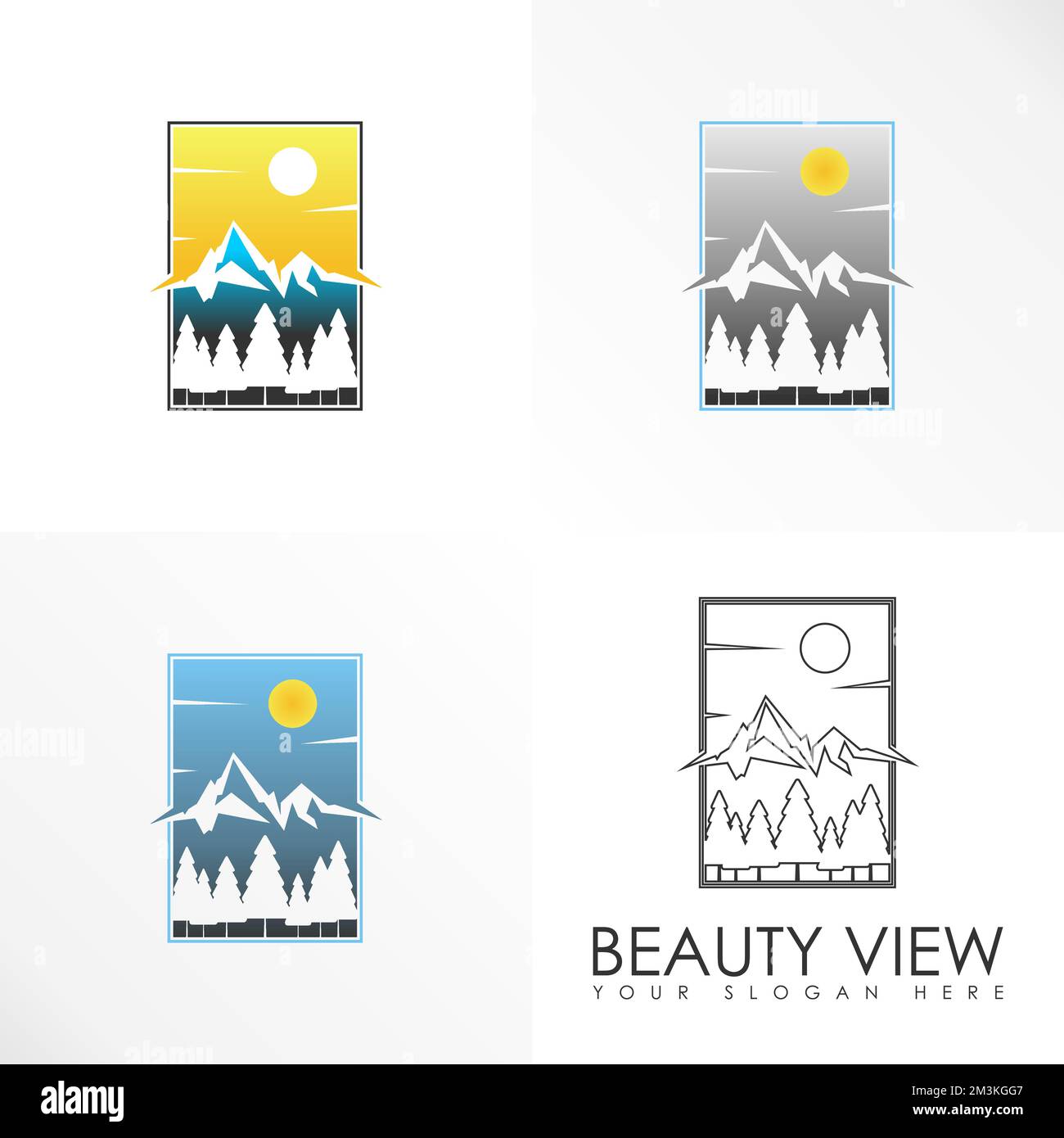 Beauty view mountain in square image graphic icon logo design abstract concept vector stock. Can ...