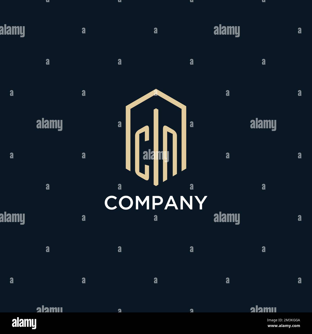 CN initial monogram logo with hexagonal shape style, real estate logo design ideas inspiration ...
