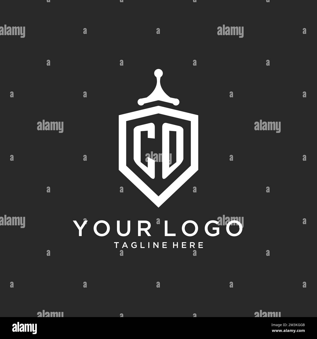 CO monogram logo initial with shield guard shape design ideas Stock ...