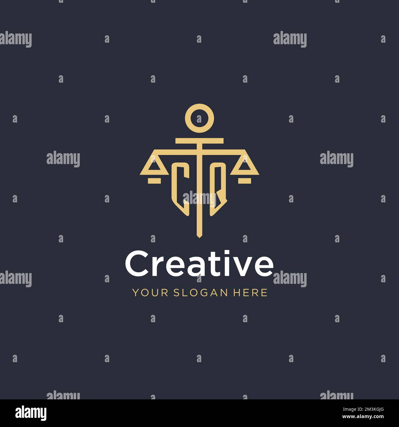 CQ initial monogram logo with scale and pillar style design ideas Stock ...