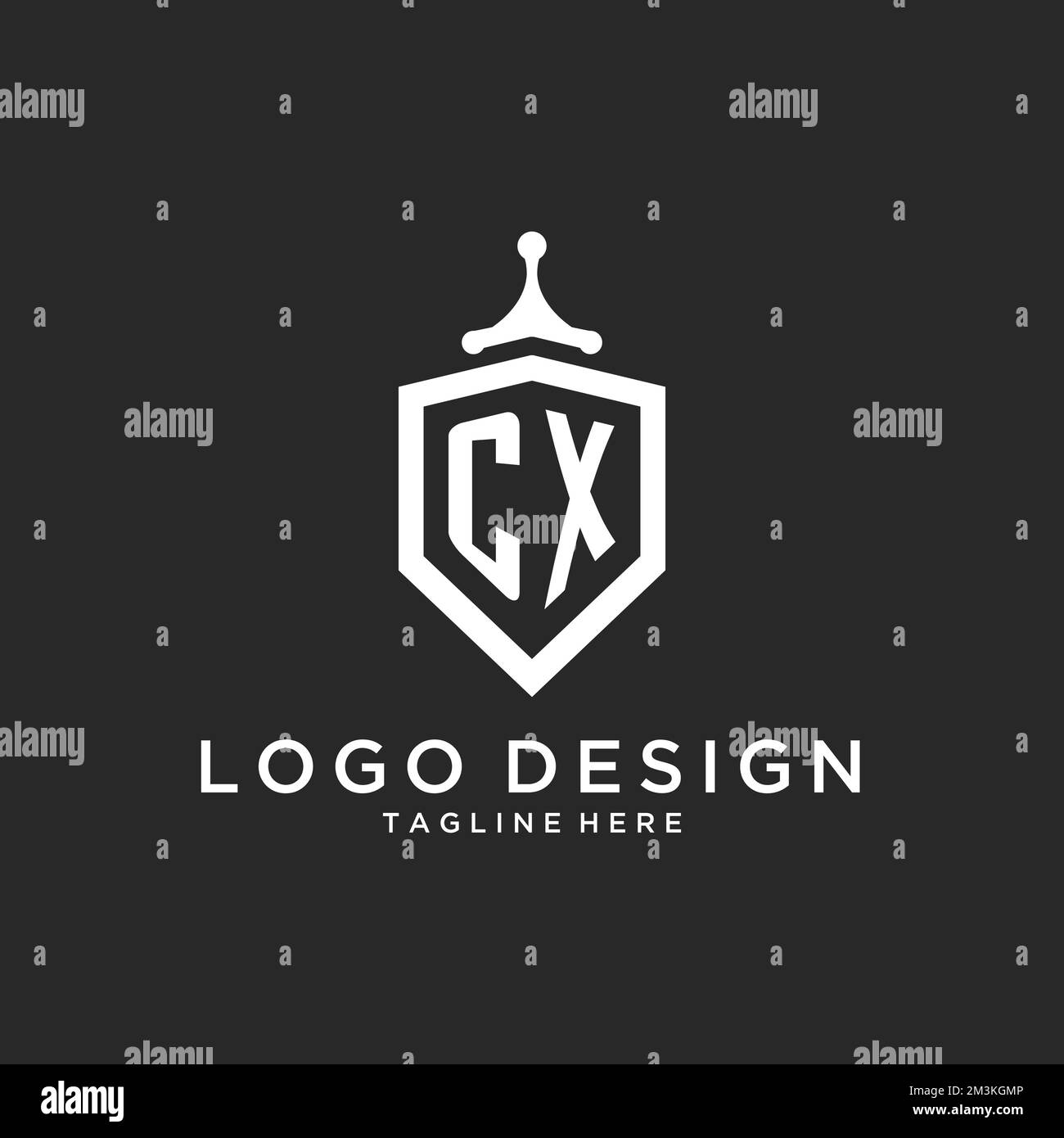 CX monogram logo initial with shield guard shape design ideas Stock ...