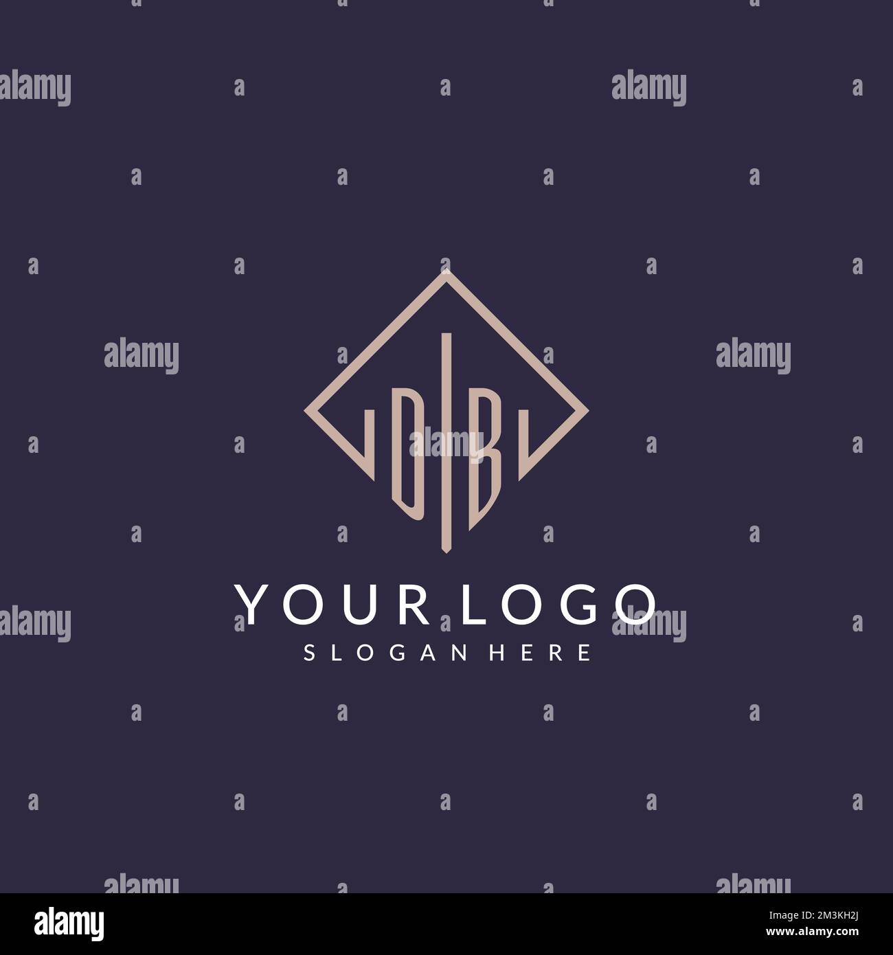 Db Initial Monogram Logo With Rectangle Style Design Ideas Stock Vector