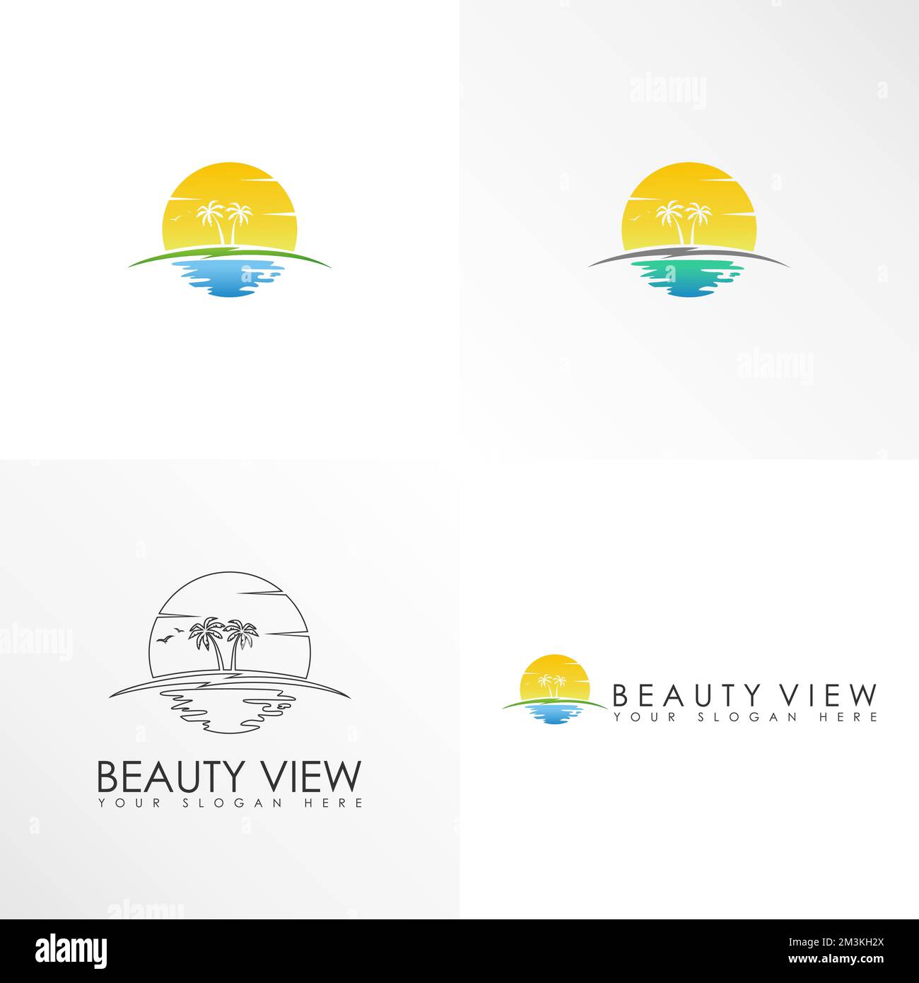 land, sun, and tree at afternoon around beach image graphic icon logo design abstract concept ...