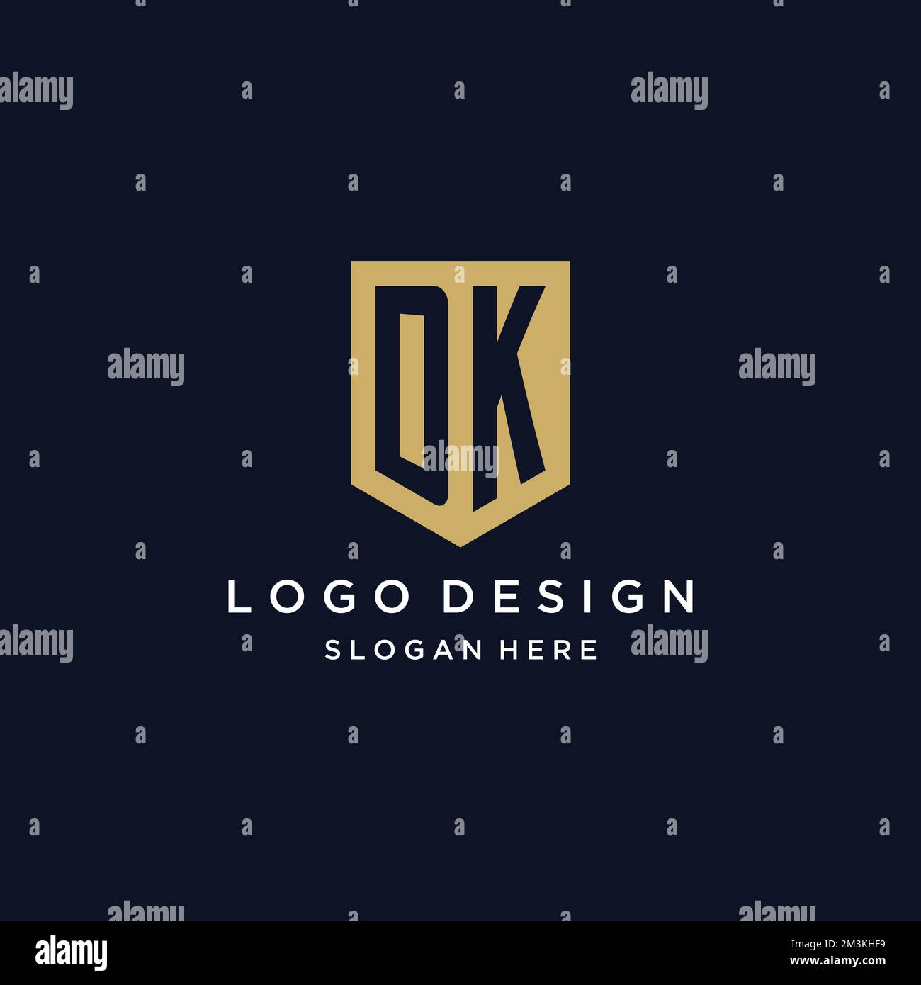 DK monogram initials logo design with shield icon template Stock Vector ...