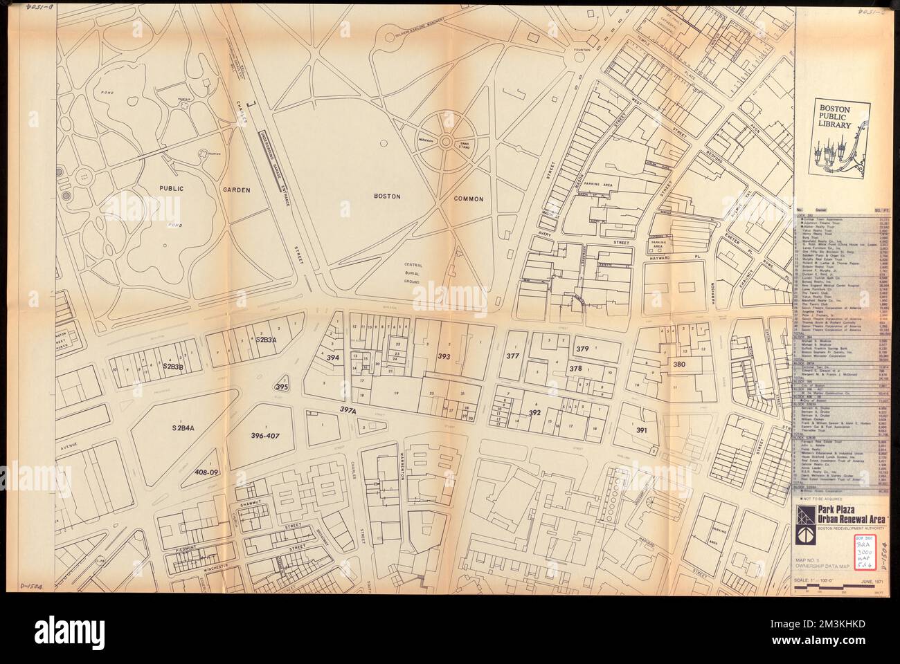 Park Plaza urban renewal area : map no. 5 ownership data map , Real ...