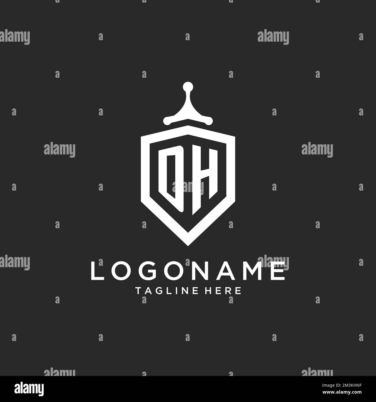 DH monogram logo initial with shield guard shape design ideas Stock ...