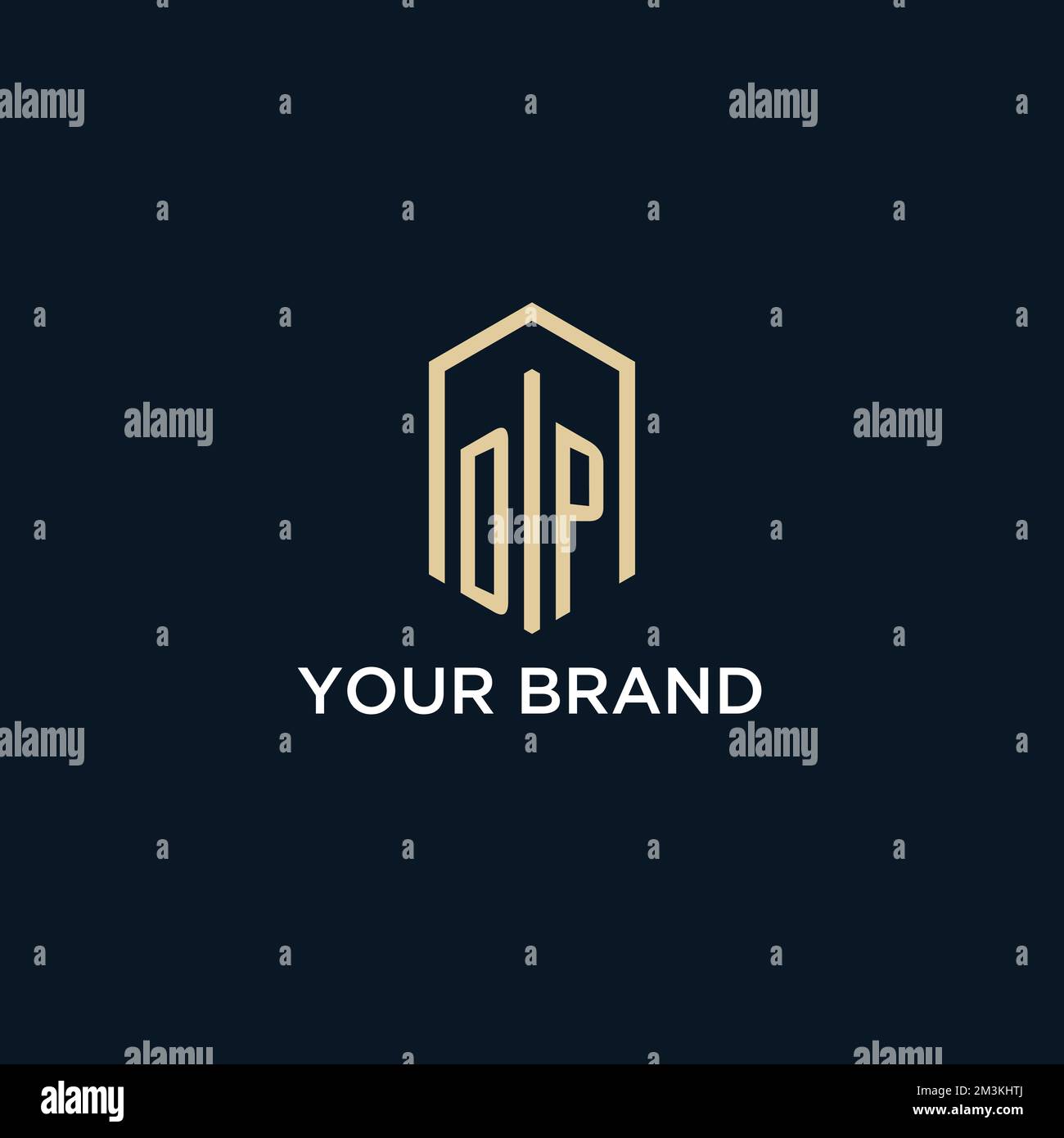DP initial monogram logo with hexagonal shape style, real estate logo ...