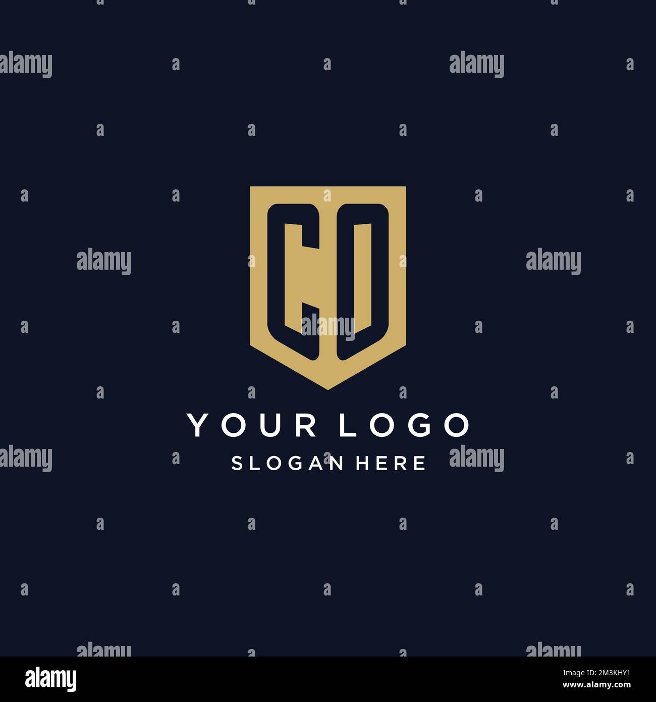 CO monogram initials logo design with shield icon template Stock Vector ...