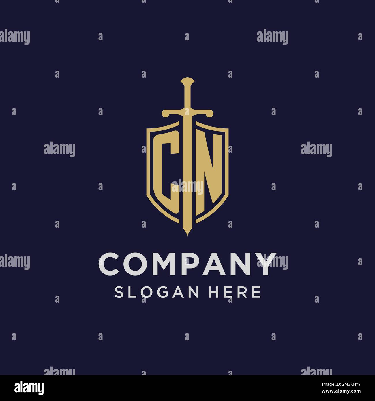 CN logo initial monogram with shield and sword design ideas Stock Vector Image & Art - Alamy