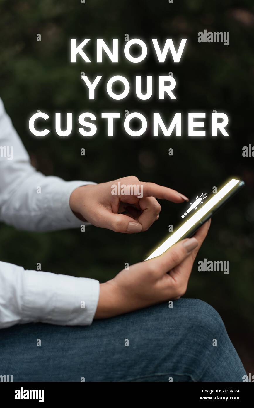 Sign displaying Know Your Customer. Conceptual photo Marketing creating ...